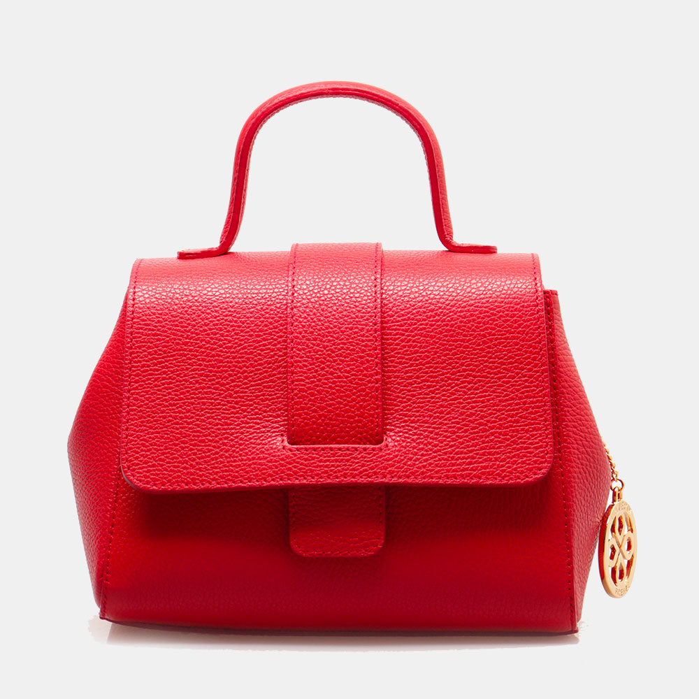 Borsa a Mano con Tracolla VIAVERDI in Pelle Rossa Made in Italy linea