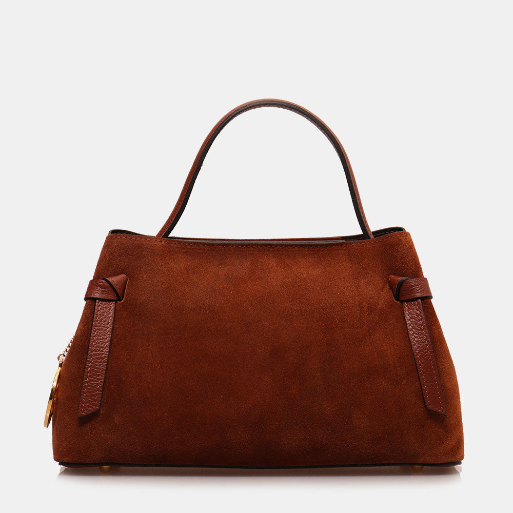 Borsa a Mano VIAVERDI in Camoscio Marrone Made in Italy linea Castigli