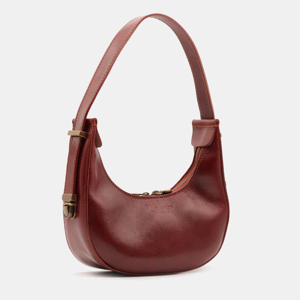 Borsa Piccola a Mano VIAVERDI in Pelle Marrone Made in Italy linea Fir
