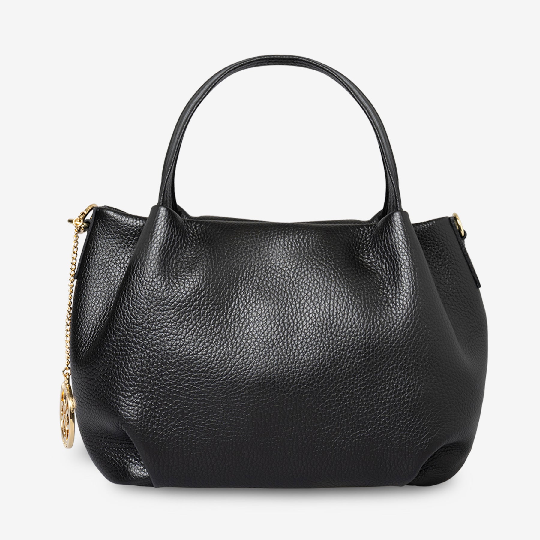 Borsa a Mano con Tracolla VIAVERDI in Pelle Nera Made in Italy linea C