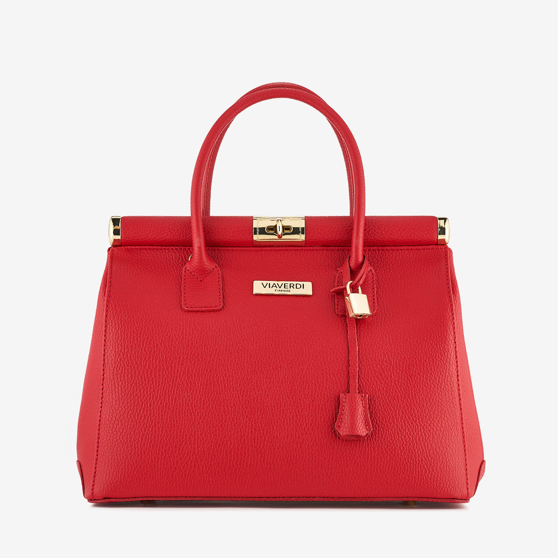 Borsa a Mano con Tracolla VIAVERDI in Pelle Rossa Made in Italy Linea